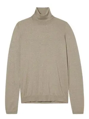 Brunello Cucinelli Metallic Cashmere-blend Turtleneck Sweater - Brown