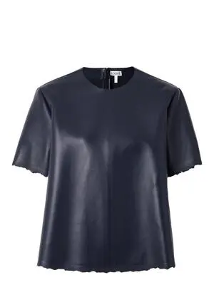 Loewe Distressed Embossed Leather T-shirt - Blue