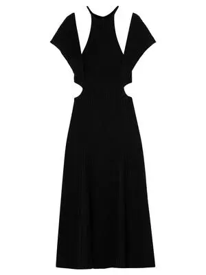 Chloé Cutout Ribbed Wool Gown - Black