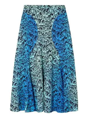 Stella McCartney Printed Crepe De Chine Midi Skirt - Blue