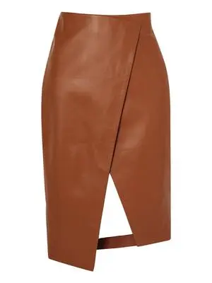 Zeynep Arçay Wrap-effect Leather Skirt - Brown
