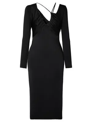 ET OCHS Bella Gathered Satin-jersey Midi Dress - Black