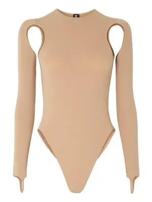 ANDREĀDAMO Cutout Stretch-jersey Bodysuit - Neutrals