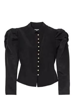 Batsheva Song Faux Pearl-embellished Faille Blouse - Black