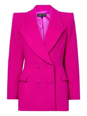 SERGIO HUDSON Double-breasted Wool Blazer - Pink