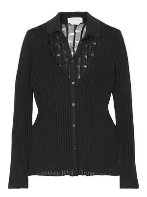 Gabriela Hearst Aera Ribbed Open-knit Silk Shirt - Black