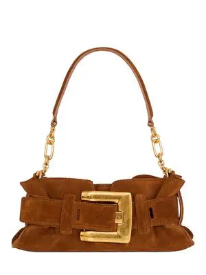 Balmain Anthem Mini Suede Leather Bag - Brown