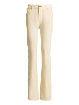 Balmain High-Waisted Faded Denim Jeans Beige