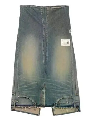 Mihara Yasuhiro Reversed Frayed Skirt - Blue