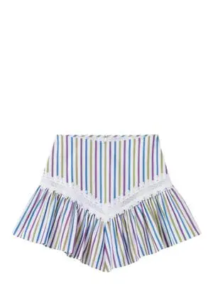 Claudie Pierlot Striped Lace Trim Mini Skirt - White