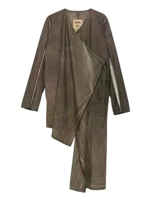 UMA WANG Asymmetric Drape Shirt - Brown