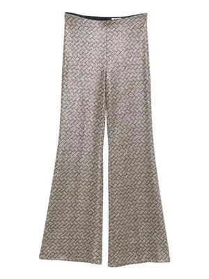 SIYU Patterned High-waisted Flared Trousers - Brown