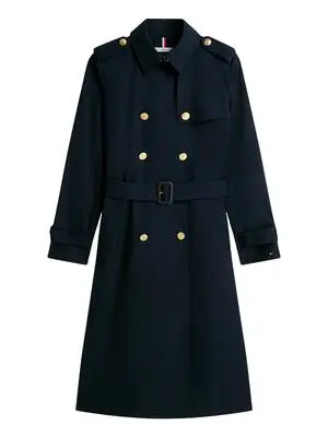 Tommy Hilfiger Slim Fit Trench Coat With Buttons - Blue