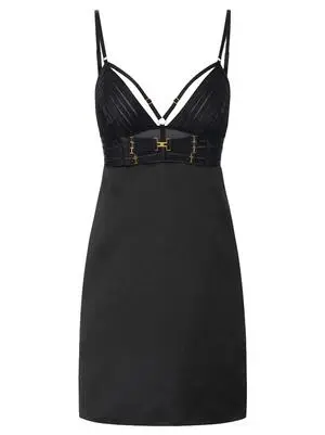 Elisabetta Franchi Mini Dress With Open Back - Black