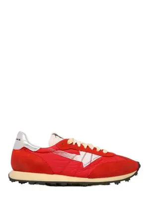 RUN OF Suede Logo-detail Sneakers - Red