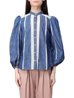 Zimmermann Striped Lace Detail Shirt - Blue