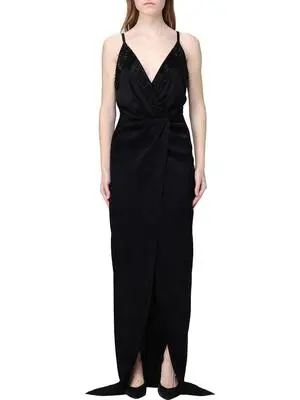 Elisabetta Franchi Embellished V-neck Maxi Dress - Black