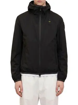 BLAUER. Nylon Windbreaker Jacket With Hood - Black