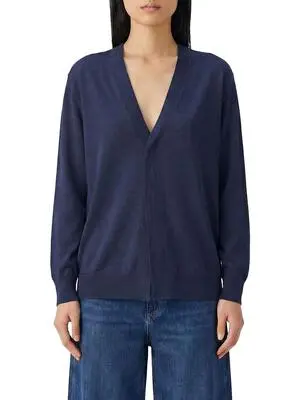 SA SU PHI V-neck Fine Knit Sweater - Blue