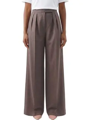 Max Mara Wide Leg Pleated Trousers - Beige