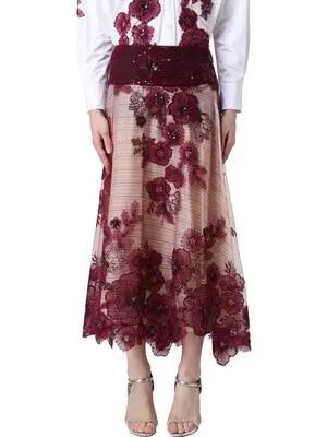 Antonio Marras Floral Appliqué Skirt - Burgundy