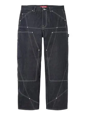Supreme Contrast Stitch Double Knee Painter Jean - Black