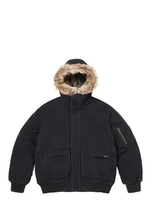 Supreme Reversible Faux Fur Hooded Work Jacket - Black