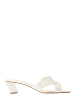 ROGER VIVIER Buckled Patent Leather Mules - Neutrals