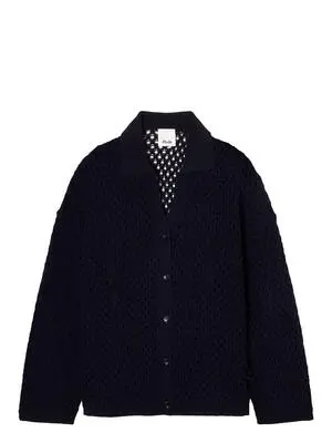 ALLUDE Open-knit Wool And Cashmere-blend Overshirt - Black