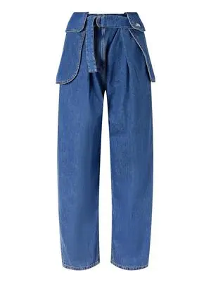 Loewe Belted Pleated Wide-leg Jeans - Blue