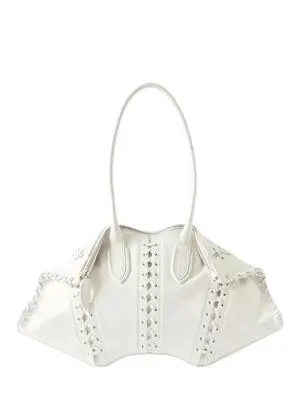 Alexander McQueen Manta Tie-detailed Leather Shoulder Bag - White