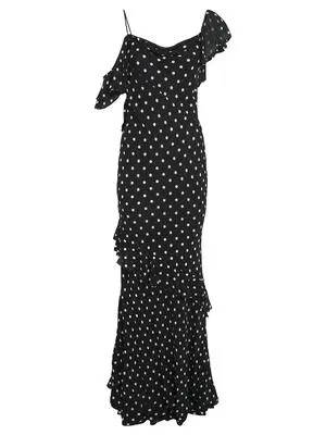 knee length dresses for ladies Santiago Maxi Dress l Hand-painted Dots Pearl + Polar Linen — Shipwrecked  Kauai main image 1