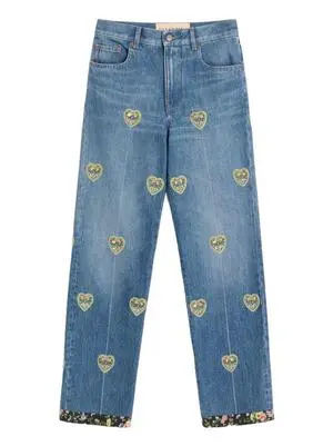 Valentino Garavani Embroidered Denim Trousers - Blue