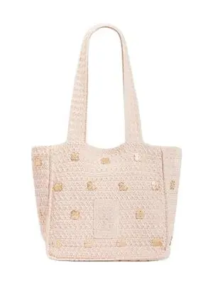 Sandro Crochet Mesh Bag With Charms - Red