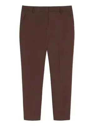 Max Mara Cotton-blend Cropped Trousers - Brown