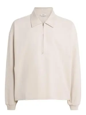 AGOLDE Cotton Darius Half-zip Polo Sweatshirt - Beige
