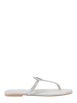 Kurt Geiger Leather Heart T-Bar Sandals Silver