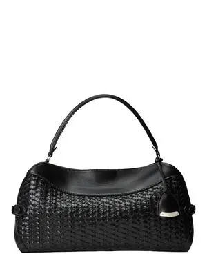 Ralph Lauren Braided Leather Shoulder Bag - Black