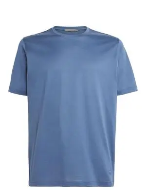 Corneliani Cotton Crew-neck T-shirt Navy