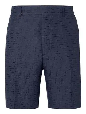 Fendi Ff Jacquard Linen Bermuda Shorts - Blue