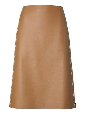 Fendi Grained Leather Midi Skirt - Brown