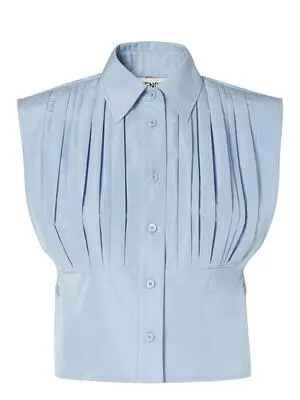 Fendi Sleeveless Faille Top - Light Blue