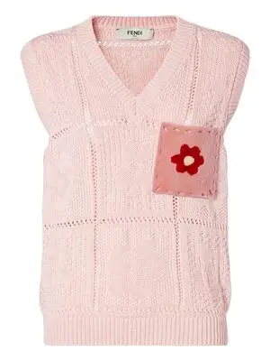 Fendi Crochet Knit Gilet - Pink