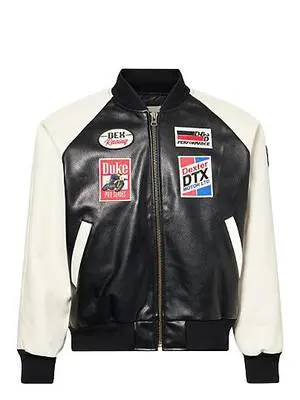 DUKE + DEXTER Faux-leather Bomber Jacket - White
