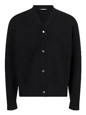 Jacquemus Doppio Knitted Merino-wool Cardigan - Black