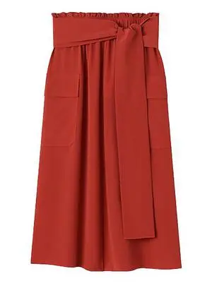 JOSEPH Charai Belted Silk Midi Skirt