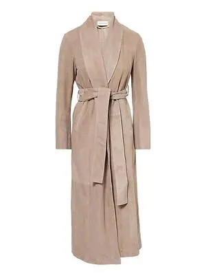 Nour Hammour Gallery Belted Suede Coat - Clay