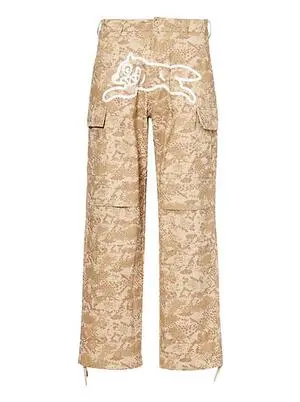 ICECREAM Snakeskin-pattern Cotton Cargo Trousers - Light Brown