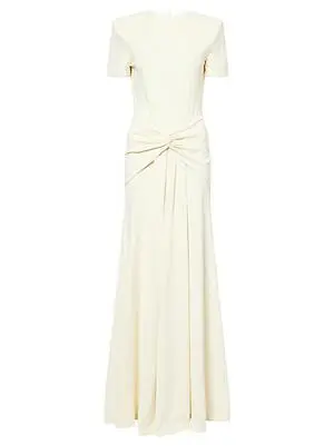Roland Mouret Draped Twist Stretch-jersey Maxi Dress - Yellow