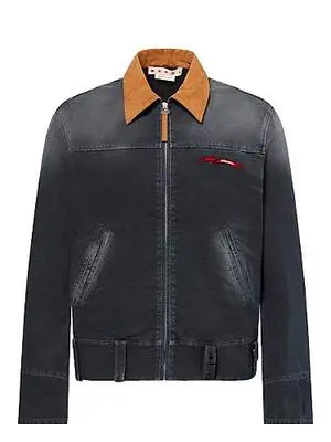 Marni Contrast-collar Cotton-canvas Jacket - Black